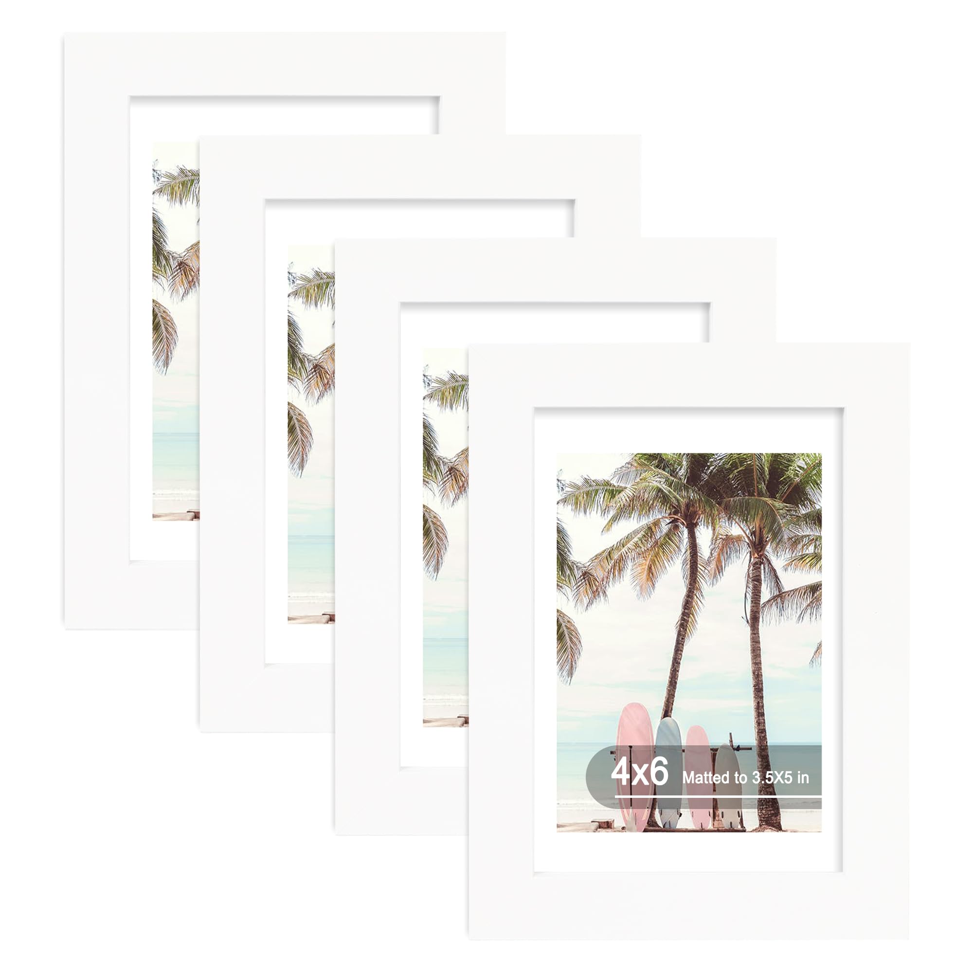 Amazon.com - Hongkee 4x6 Picture Frame (4 Pack, White), Made of Real ...