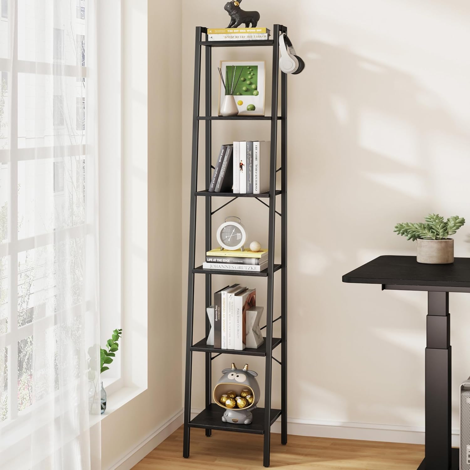 Amazon.com: Hzuaneri Ladder Shelf, Bookshelf Bookcase, Freestanding ...