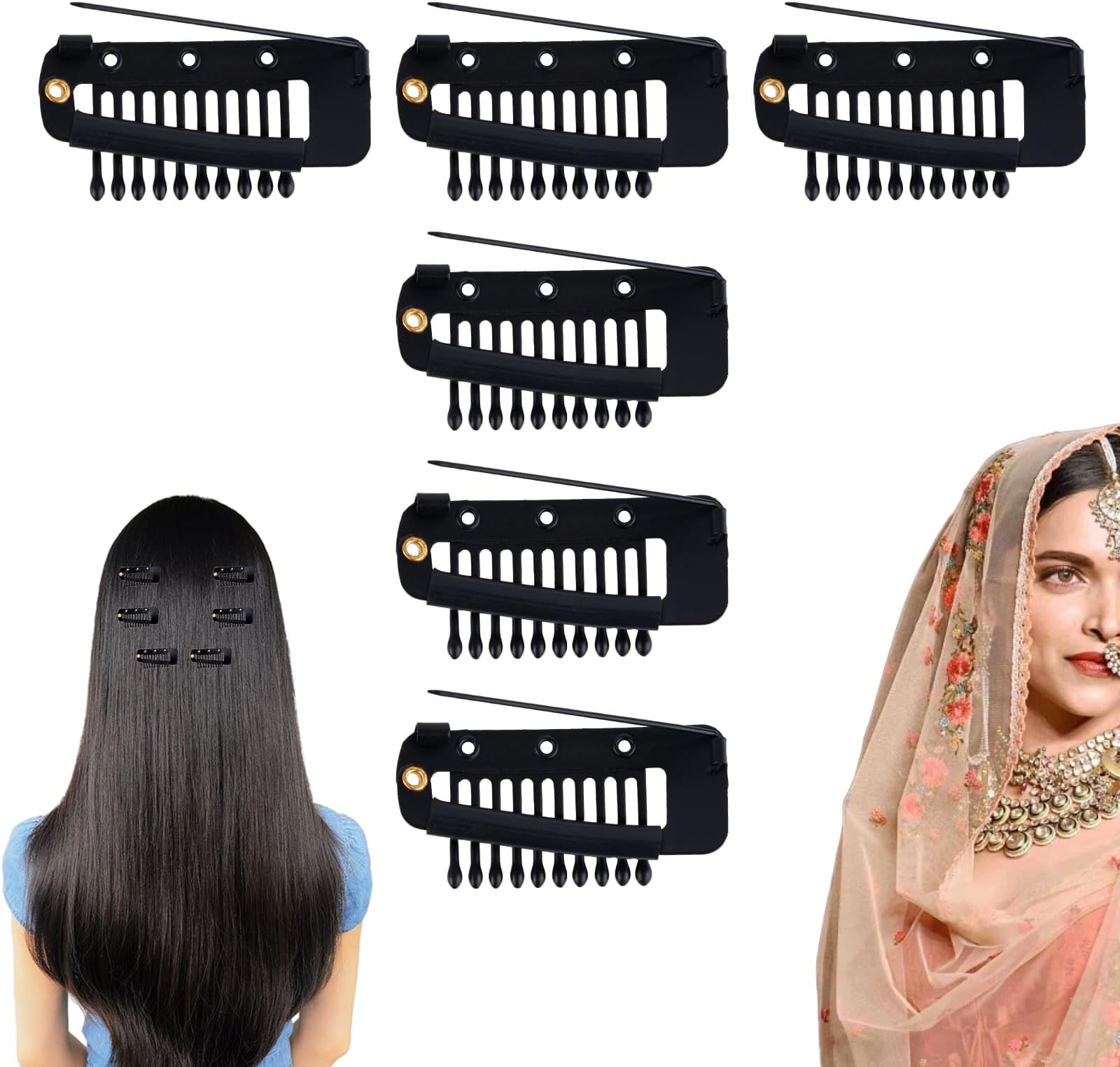 Amazon.com : 16pcs 10-Teeth Wig Clips to Secure Wig No Sew,Clips for ...