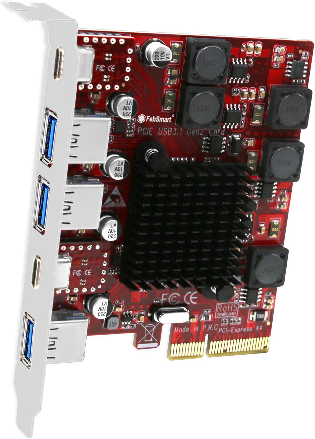 Amazon.com: FebSmart 1X USB-A & 1X USB-C 10Gbps Ports PCIE USB 3.1 GEN2 ...