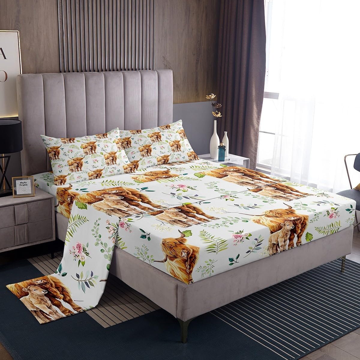 Amazon.com: Erosebridal Rustic Cow Sheet Set Twin,Retro Cowhide Bed Sheets for Kids Boys Girls ...