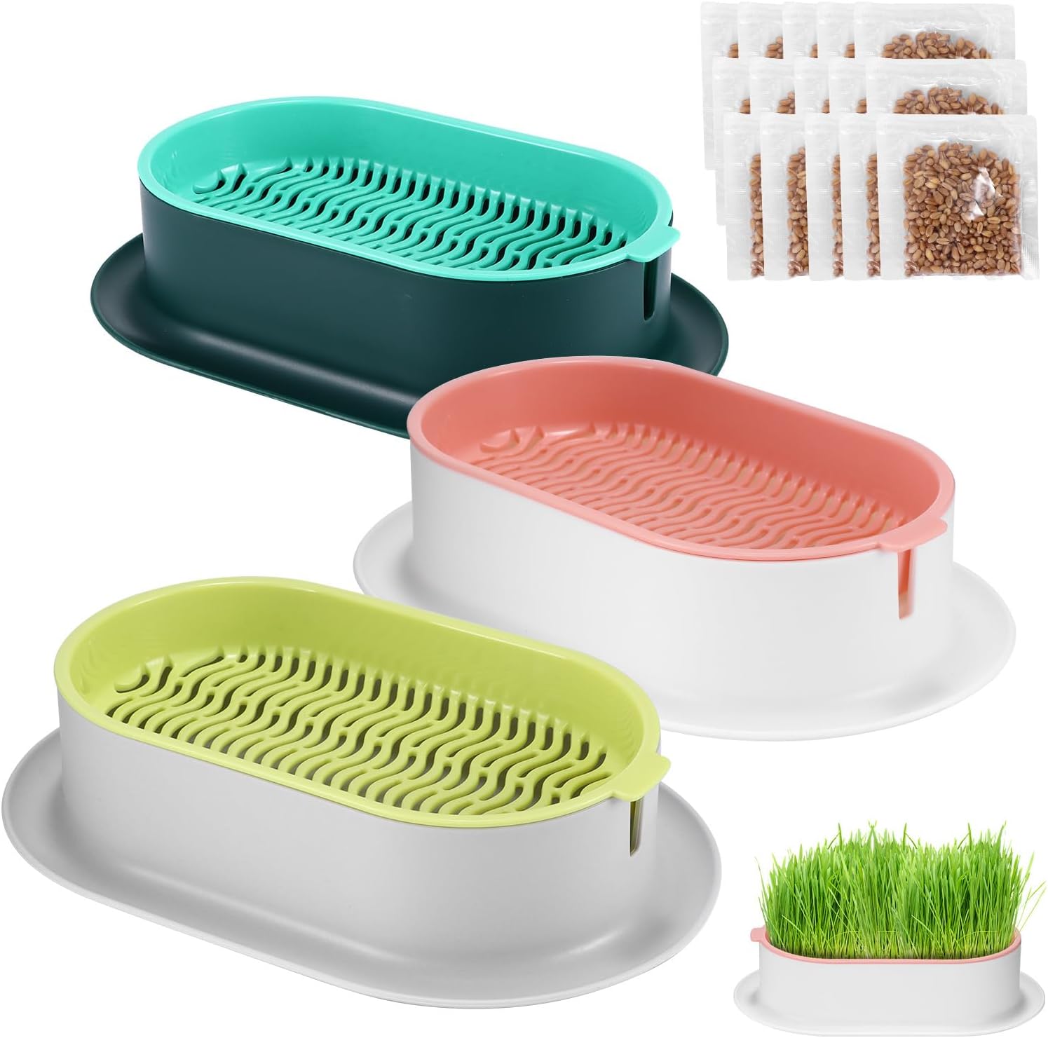 UNISOPH 3pcs Cat Grass Planter, Cat Grass Planting Container Catnip Cat ...