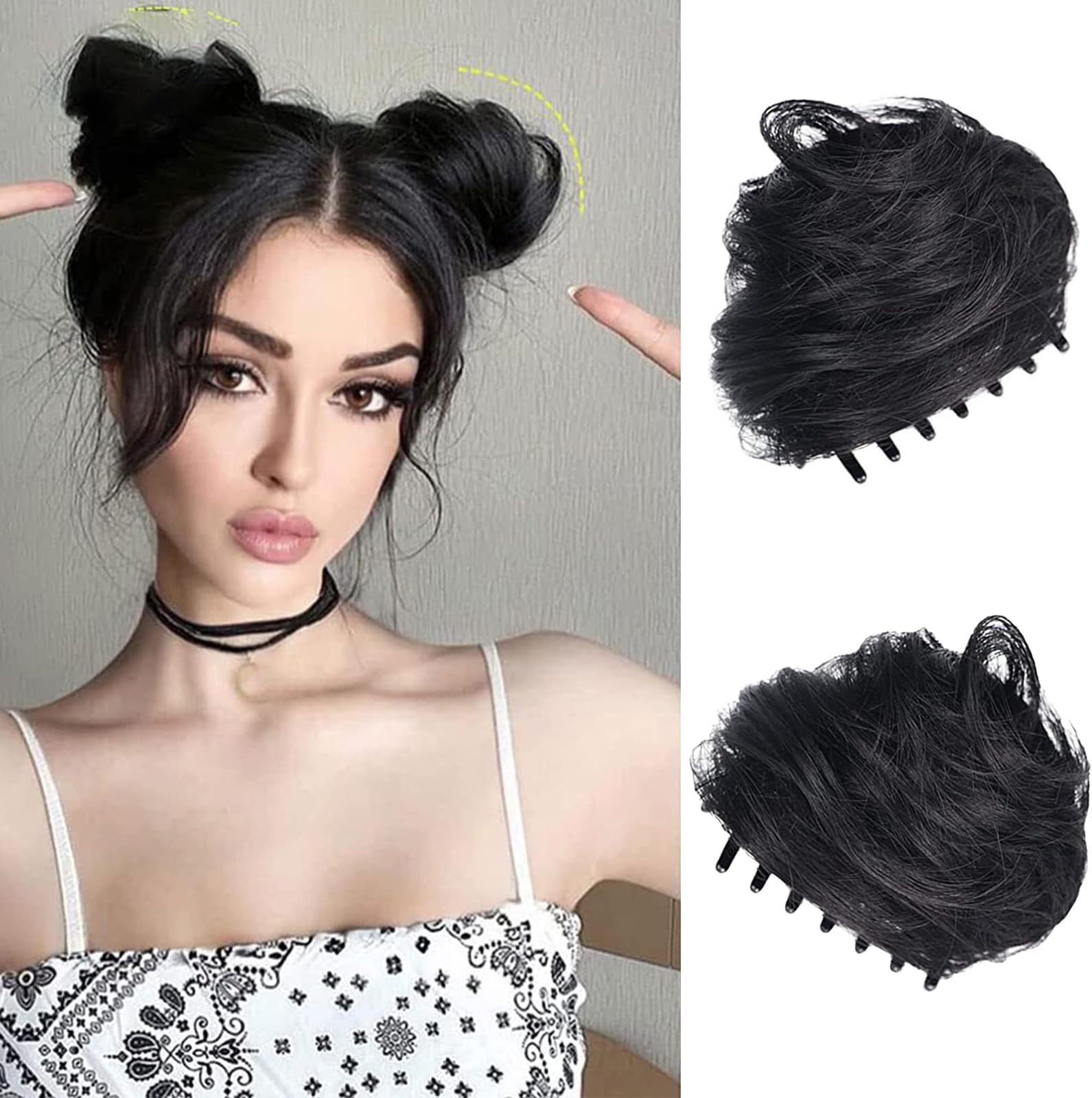 Amazon.com : mdgfge Space Bun Hair Pieces, 2 Pcs Mini Claw Clip in Hair ...
