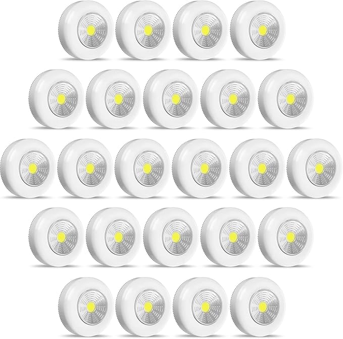 24 Pieces LED Puck Lights Wireless Under Cabinet Lighting 60 Lumens ...