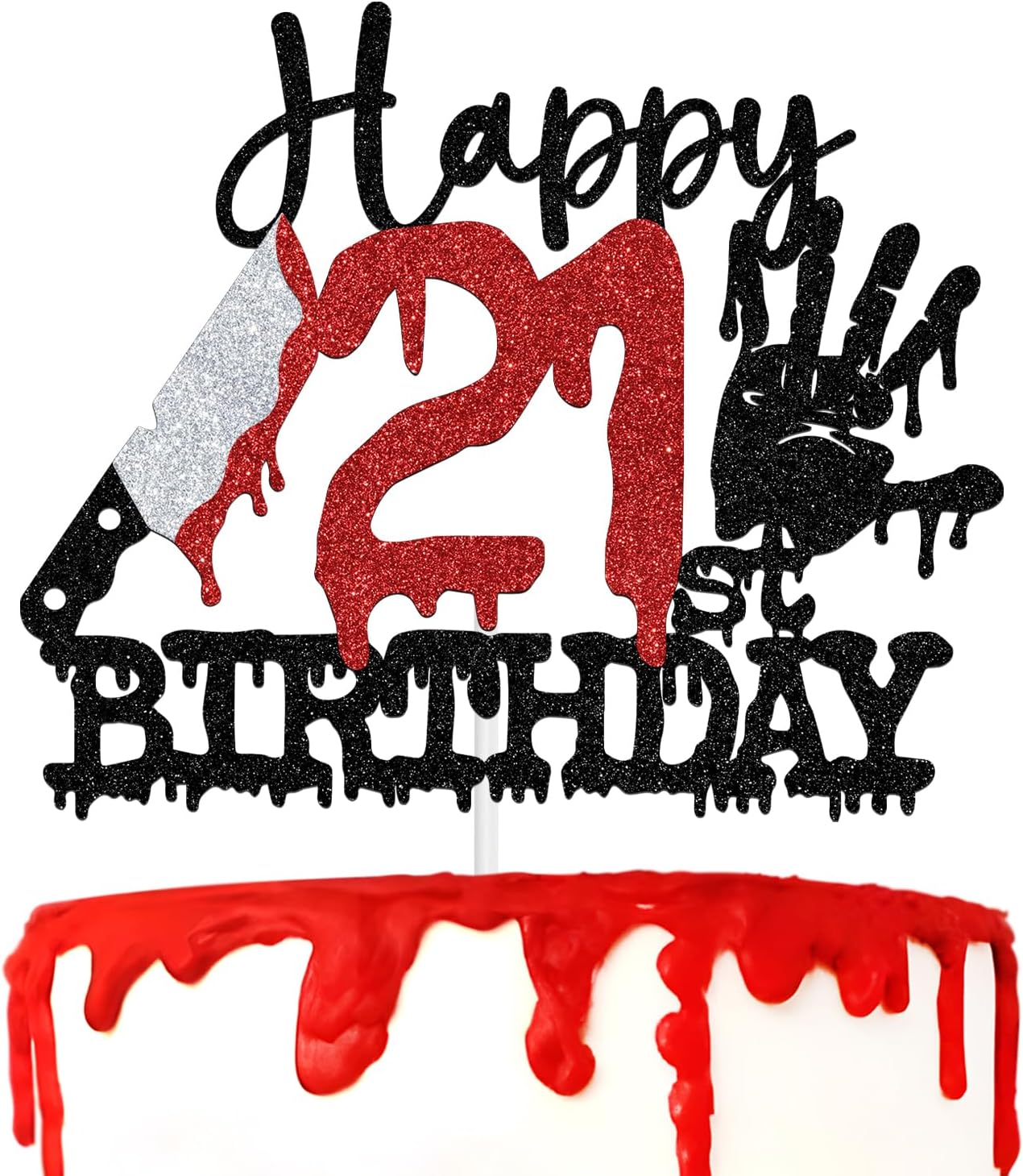 Amazon.com: Tivurcia Happy 21st Birthday Cake Topper, Zombie Bloody ...