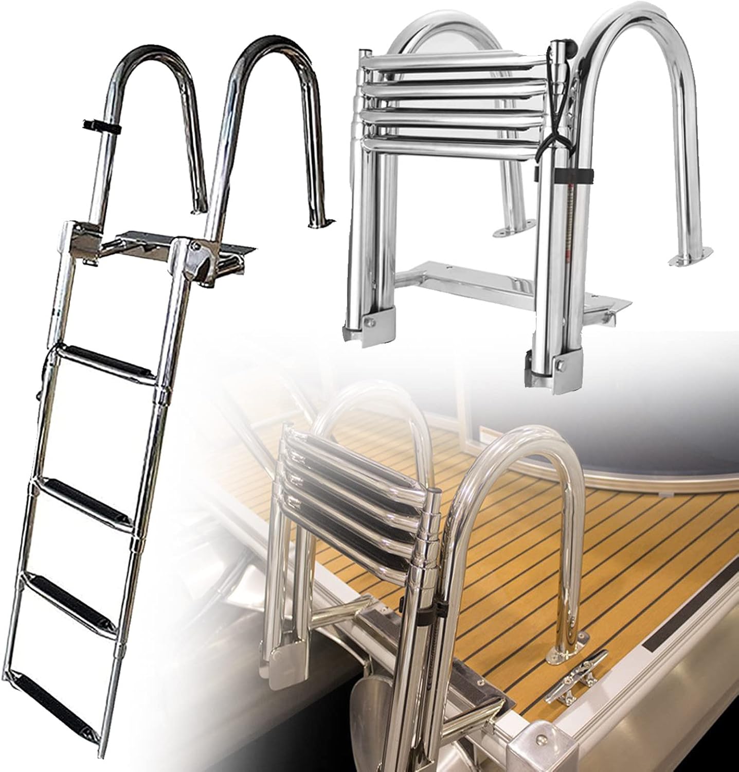 Amazon.com: 4 Steps Stainless Boat Ladder Folding Docking Ladder Dock ...