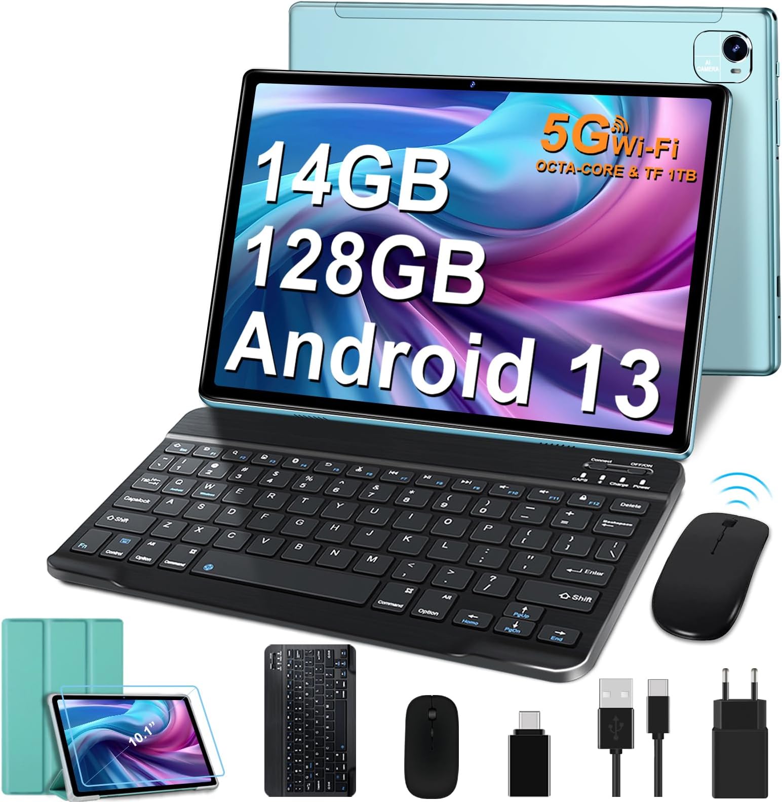 FACETEL Android 13 Tablet 10 Zoll mit 5G WiFi Octa-Core 2.0Ghz ...