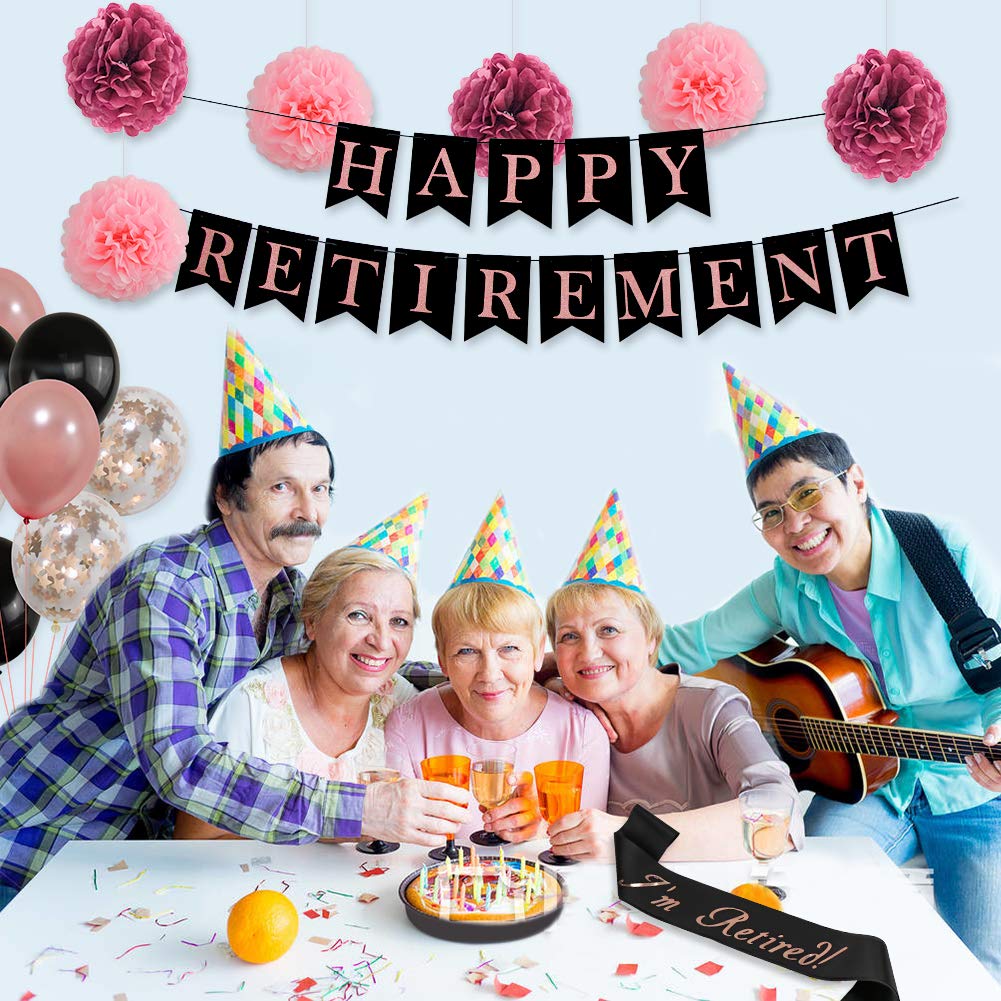 Retirement Party Decorations for Women| Rose Gold HAPPY RETIREMENT ...