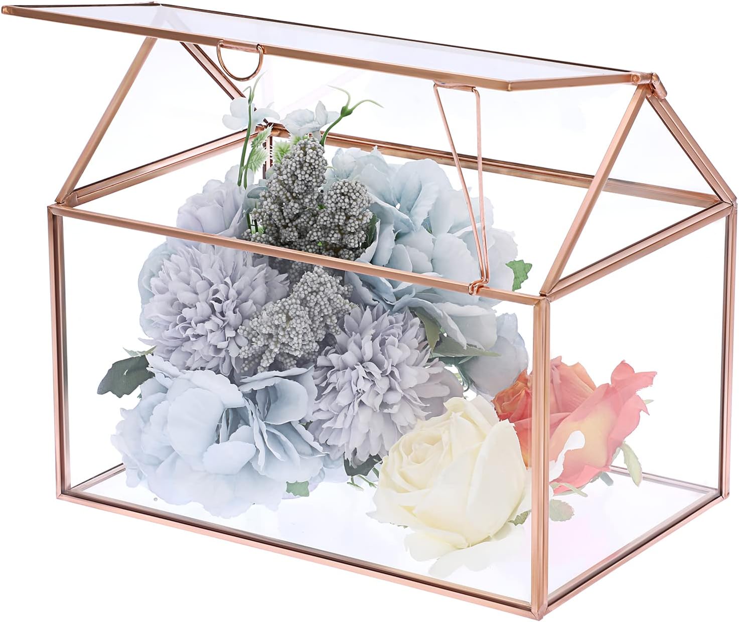 Amazon.com: ELLDOO 8.8" Rose Gold Glass Wedding Card Box, Glass Gift ...