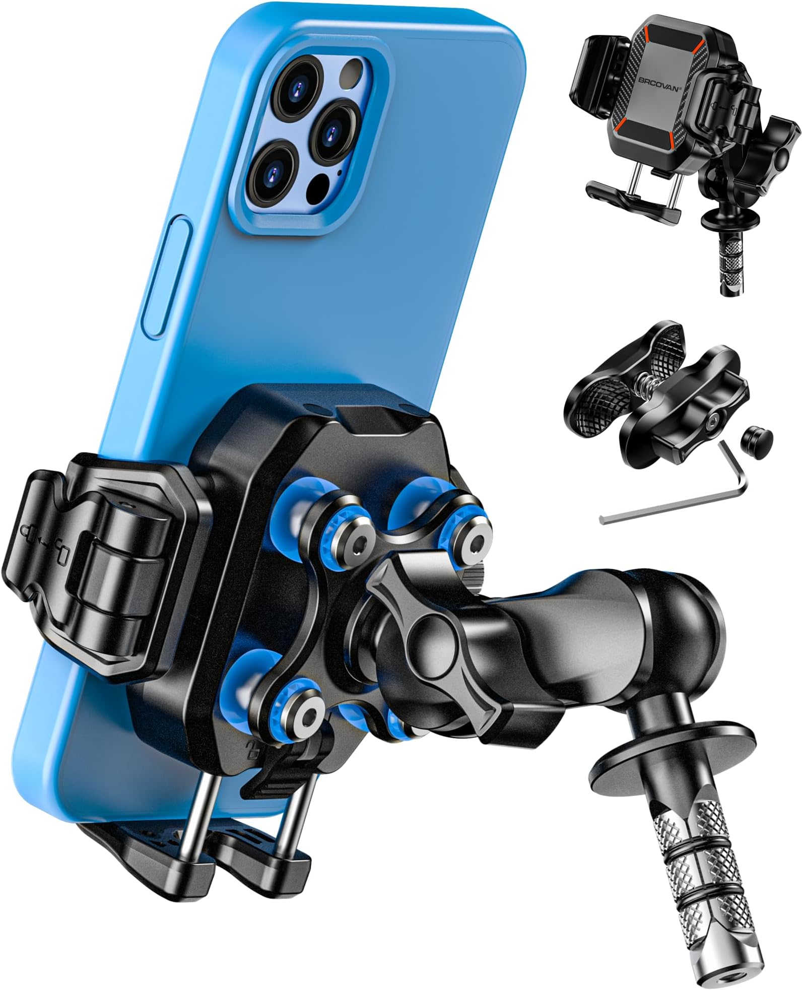 Amazon.com: BRCOVAN Motorcycle Fork Stem Phone Mount with Vibration ...