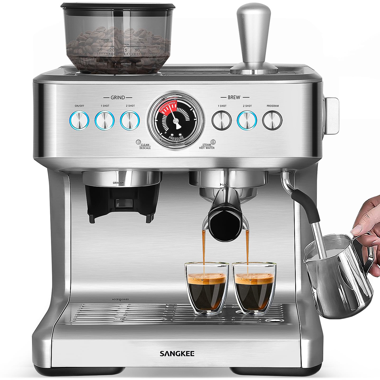 SANGKEE Cafetera Espresso y Cappuccinos Profesional 20 Bar, Máquina de ...