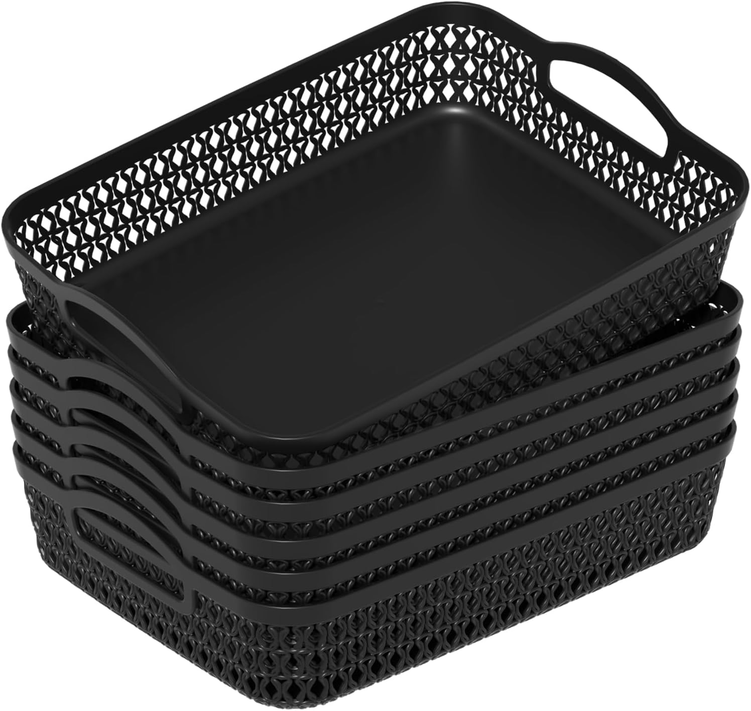 Afromy 6-Pack Plastic Shallow Storage Basket Tray, Shallow Kitchen ...