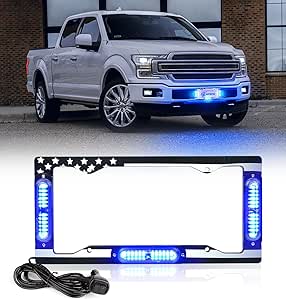 Xprite 36 LED License Plate Strobe Light, US Flag Front/Rear Police ...
