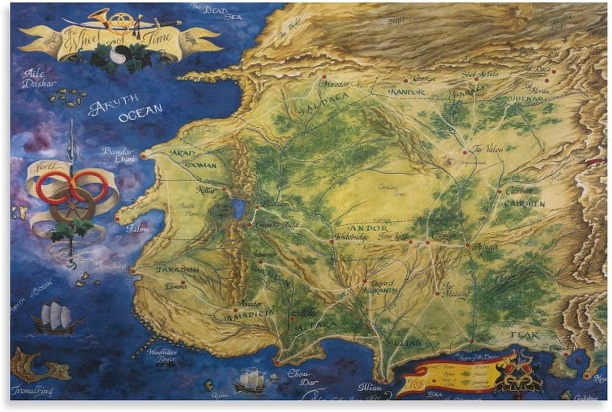 Amazon.com: Fantasy Wheel of Time Map Vintage Old Map Poster Decorative ...