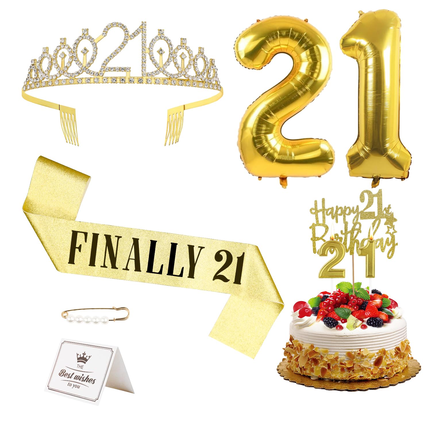 Amazon.com: Gold 21st Birthday Decorations For Her Including 21st ...
