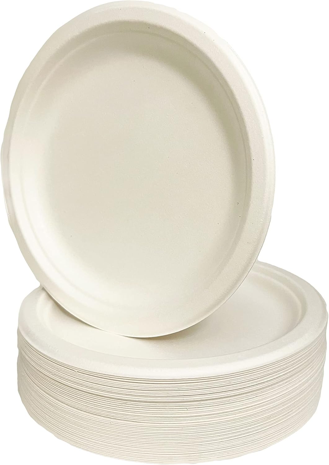 Pack of 50 Round 10 inch disposable Plates Super Rigid Bagasse Plates ...