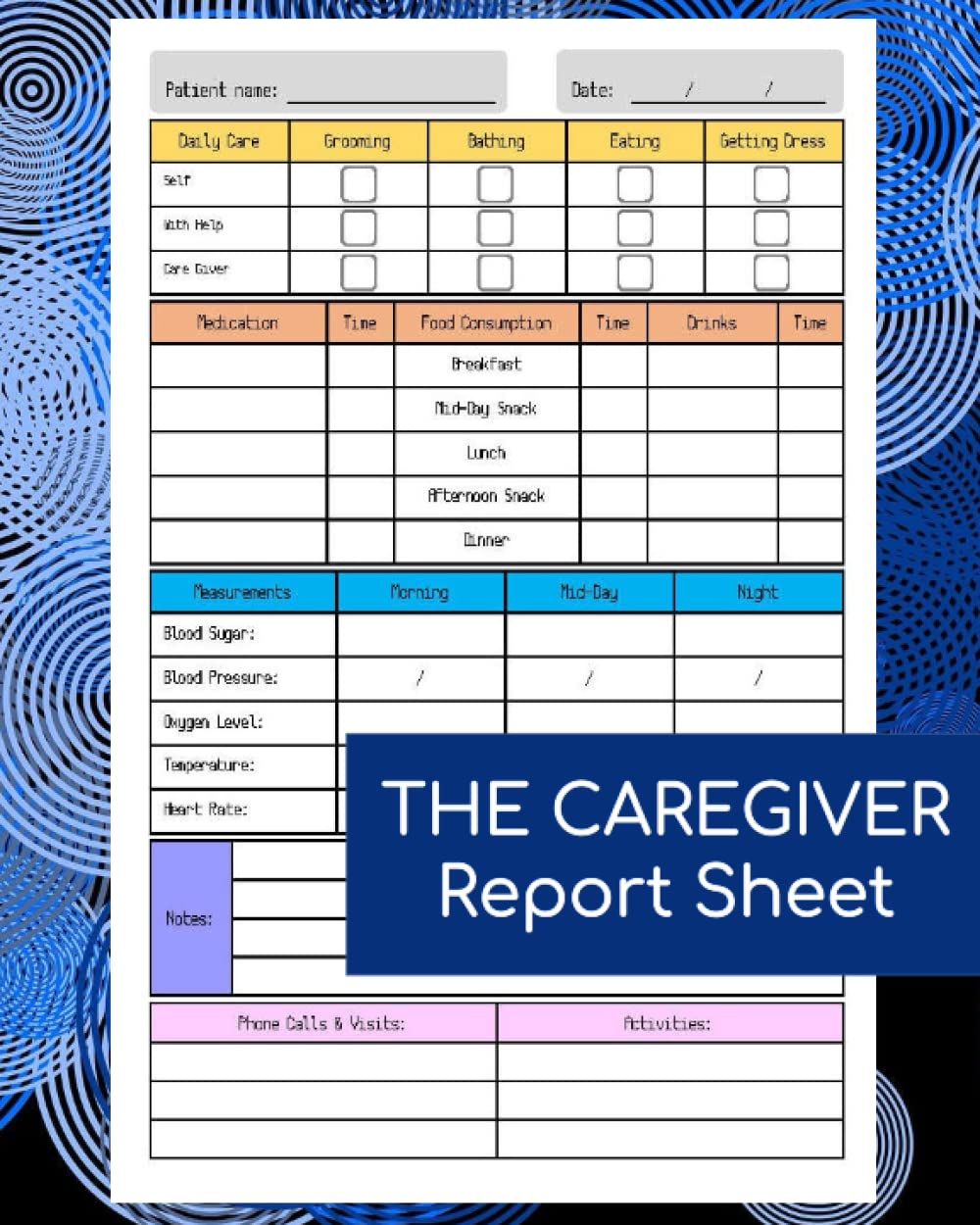 The Caregiver Report Sheet: A professional daily caregiving record and ...