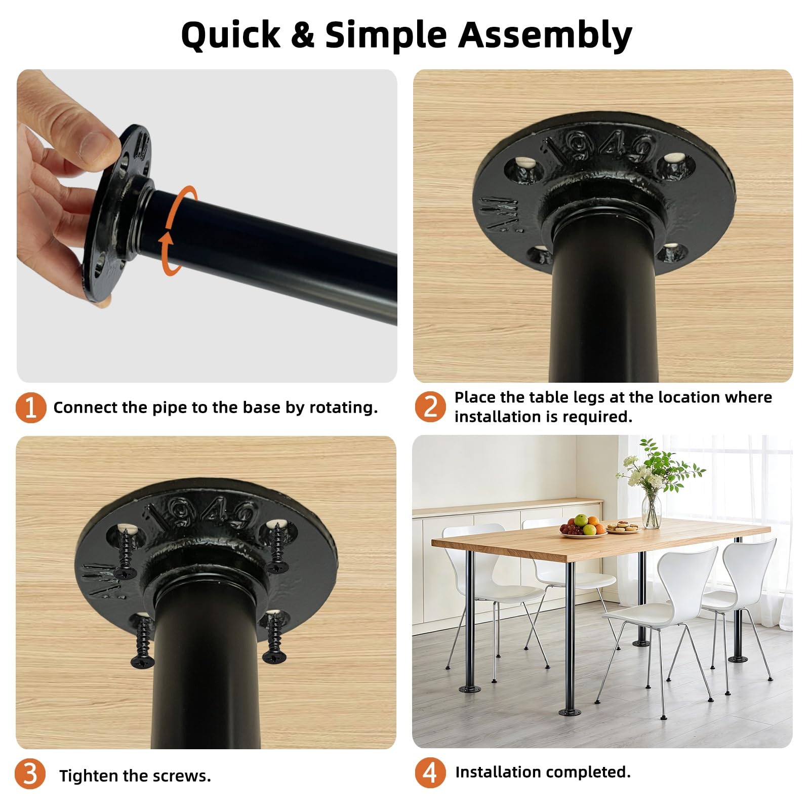 Snapklik.com : GeilSpace 12" Industrial Pipe Table Legs, Metal Pipes ...