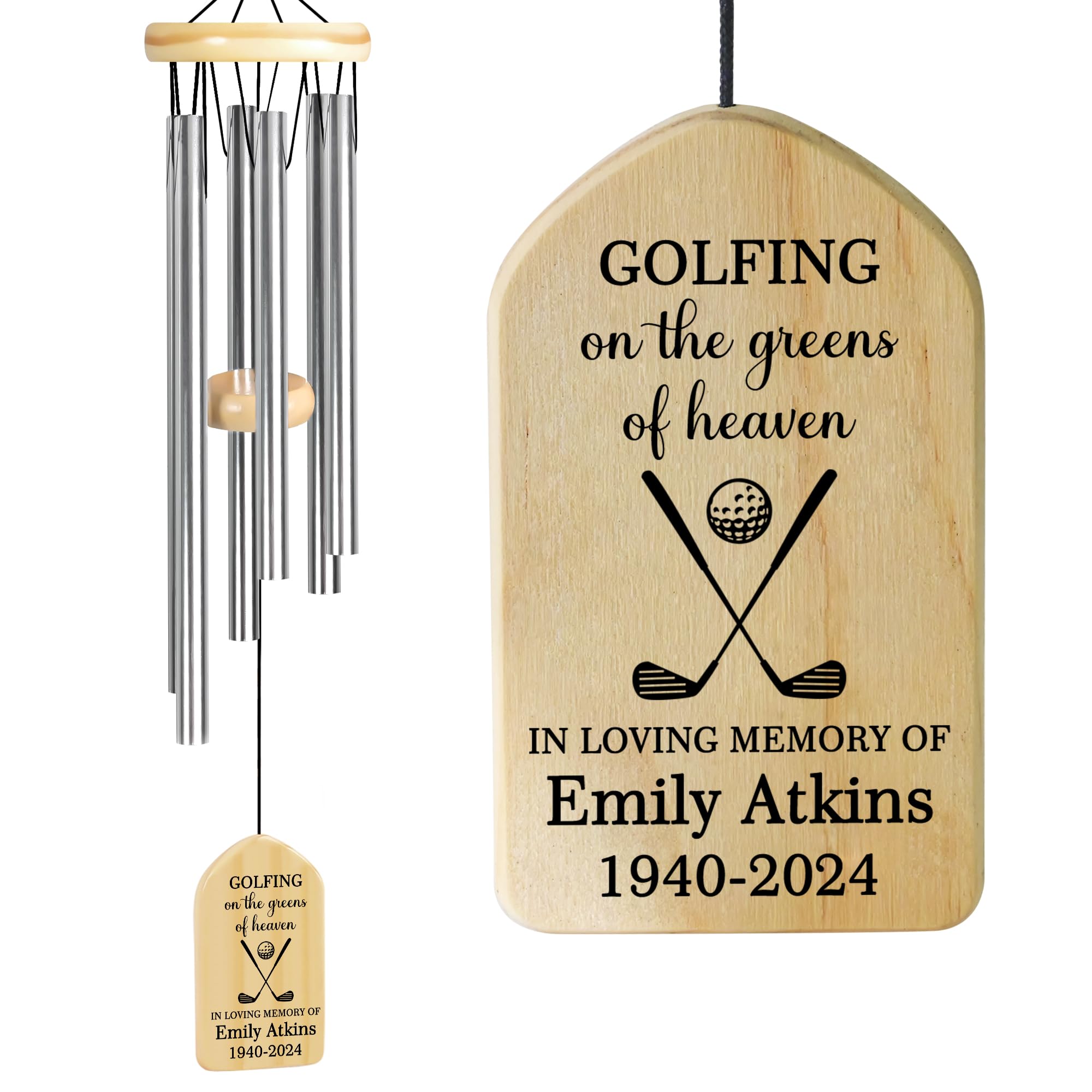 Amazon.com: Golfing in Heaven Wind Chime | Personalized Memorial Wind ...