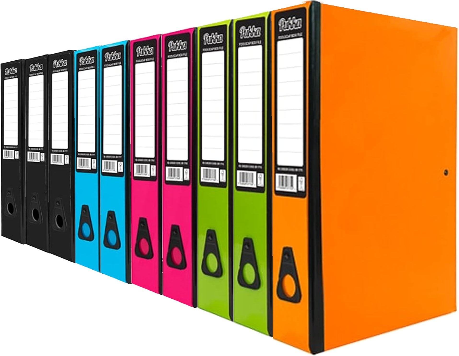 10 x Assorted Colour Pukka Foolscap Glossy Box Files with Document Clip ...