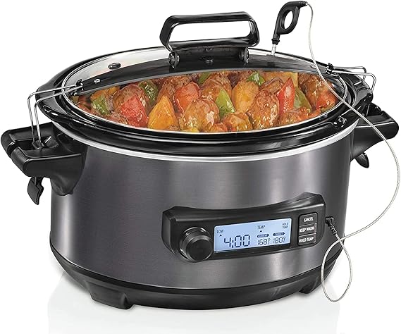 Amazon.com: Portable 6 Quart Slow Cooker - with Lid Lock, Temperature ...