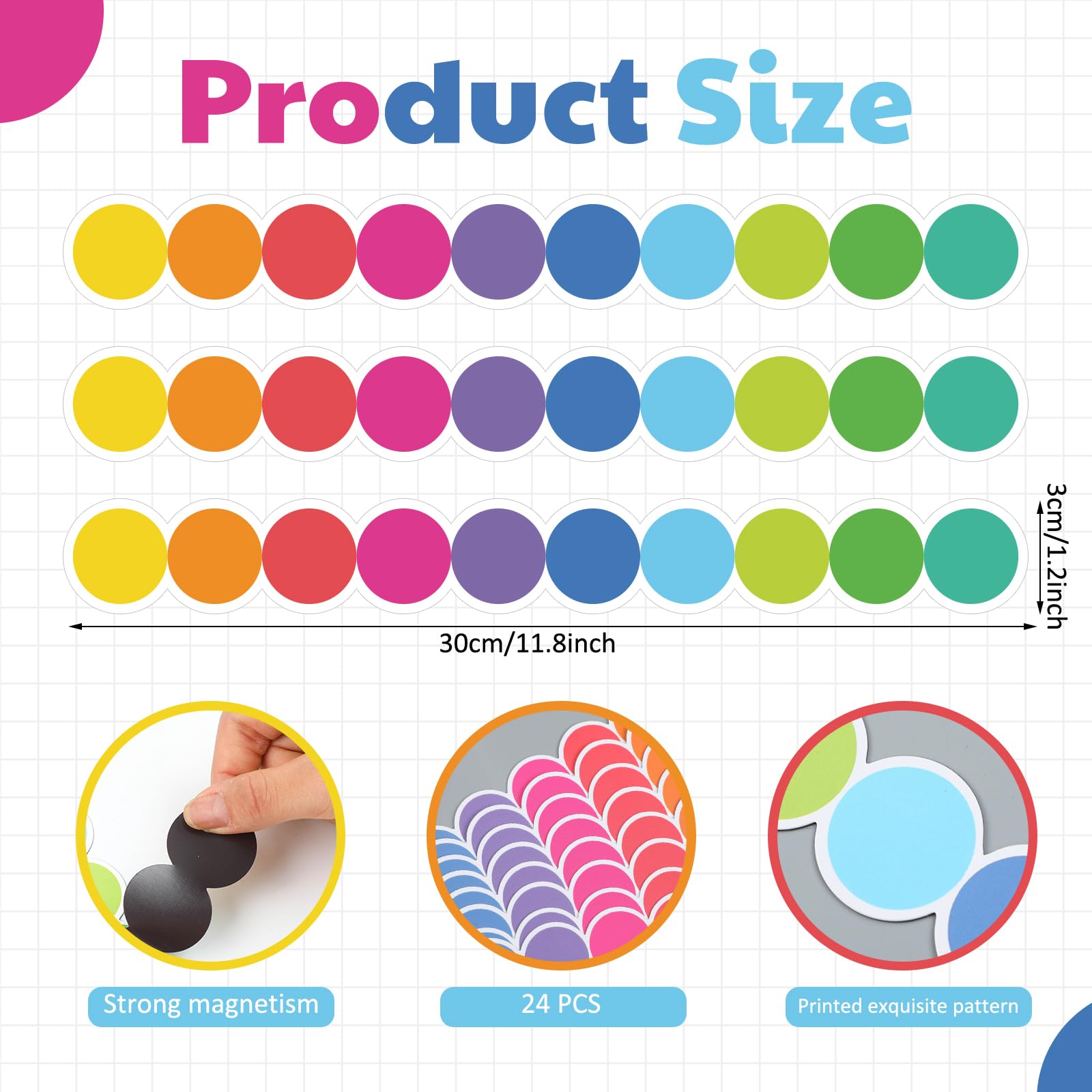 Magnetic Composition Notebook Border 24pc Colorful Pencil Magnetic ...