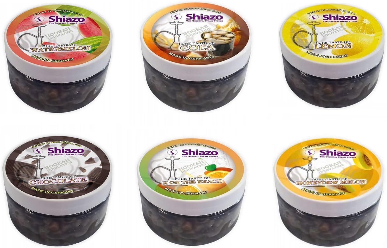 6X Shiazo Shisha Set Steam Stones Nicotine-Free Granulat Mixed Pack ...