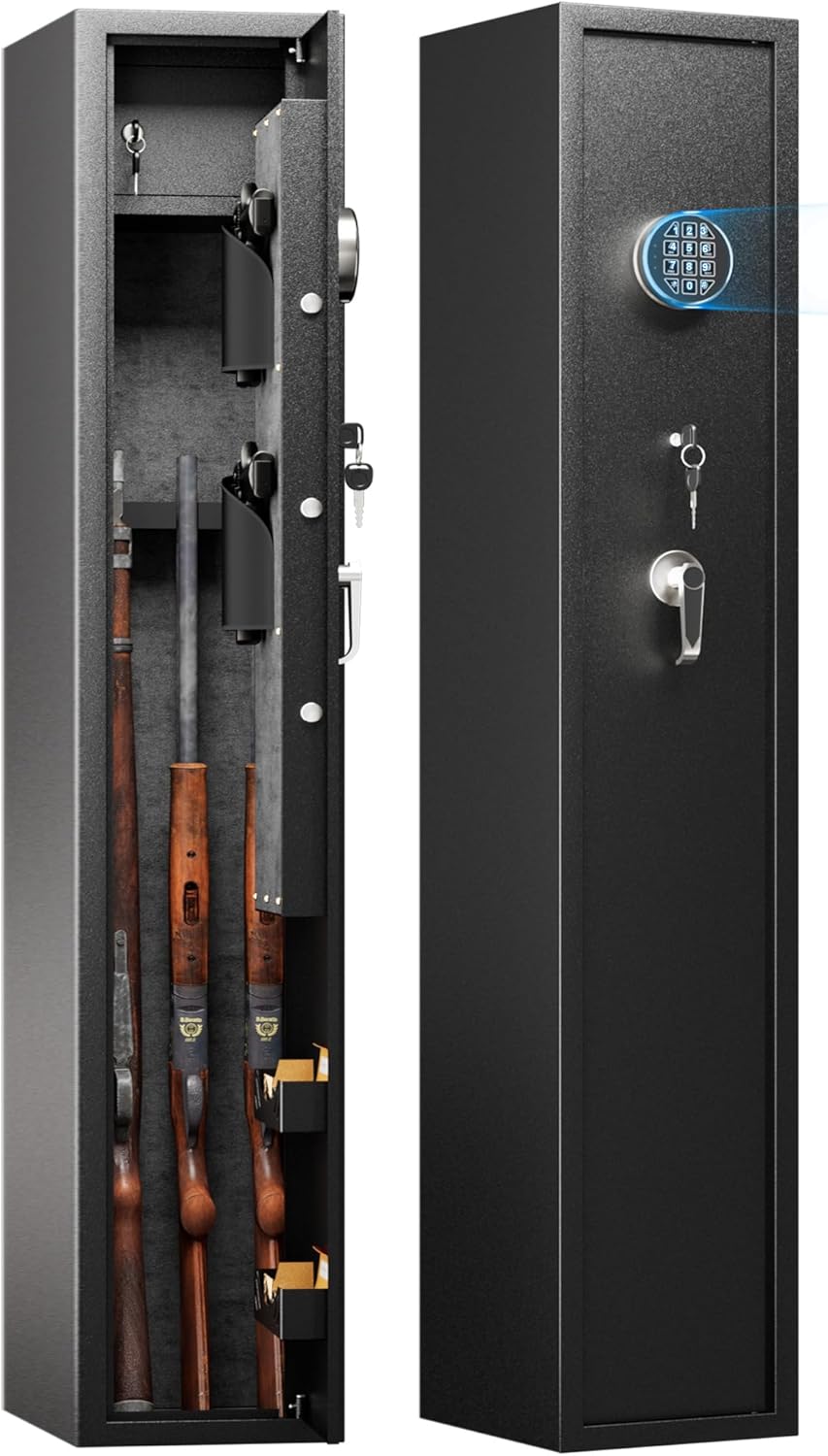 Amazon.com: GangMei Digital Keypad Lock Gun Safe, Storage 3 Rifle and 2 ...