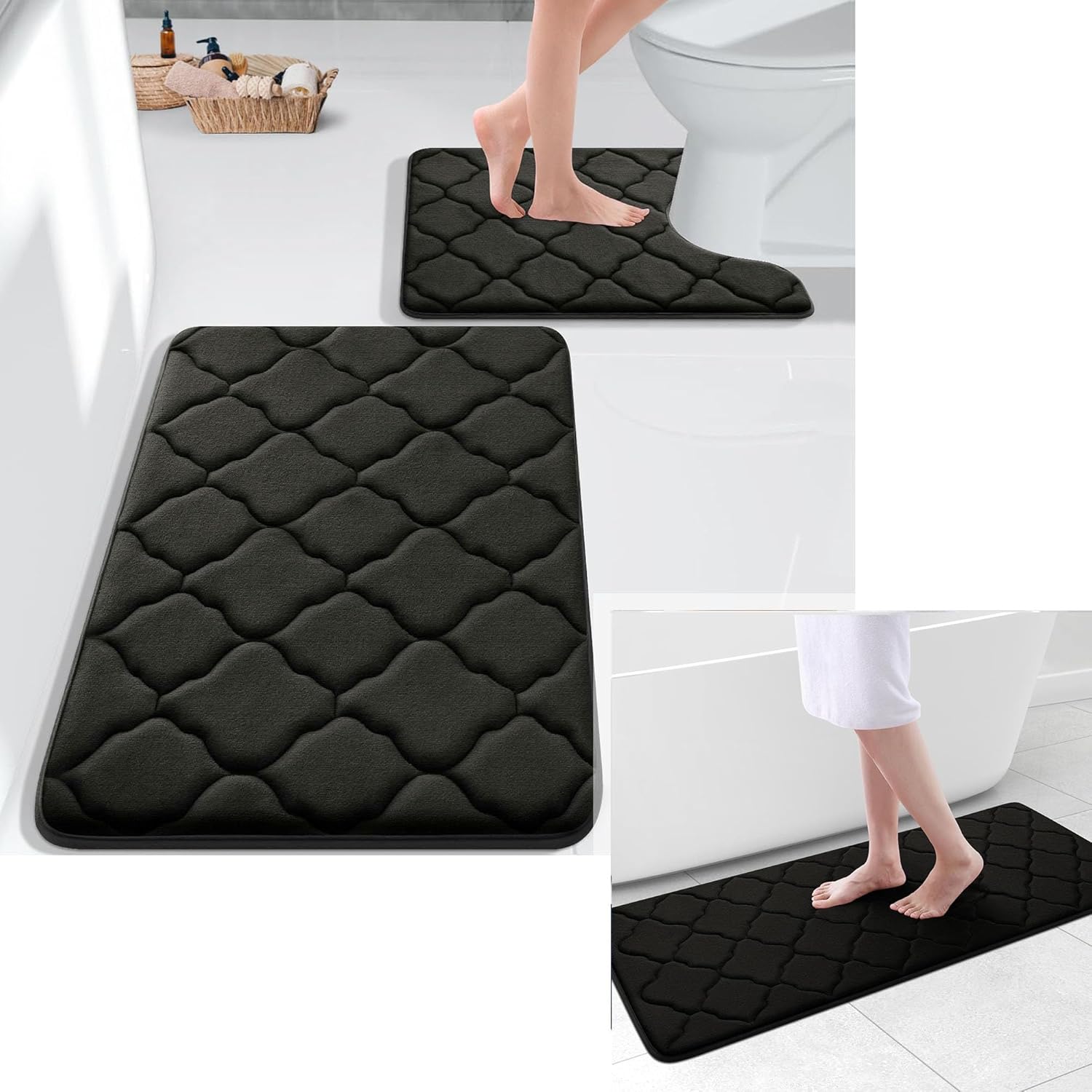 Amazon.com: OLANLY Memory Foam Bath Rugs and Toilet Rug U-Shaped, Bath ...