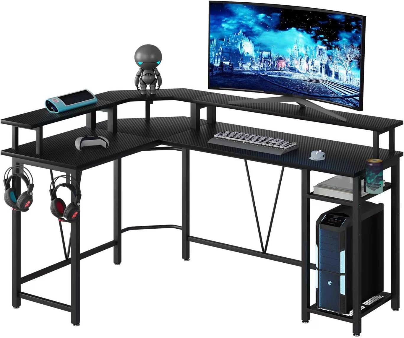 TREETALK Computer desk, L-shaped Gaming Desk with Extra-Large Monitor ...