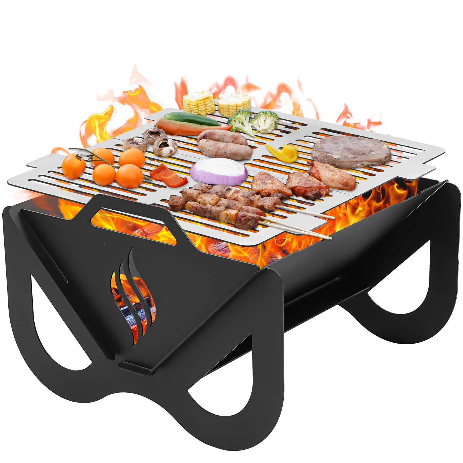 Snapklik.com : GoCampDirect Portable Fire Grill,Outdoor Fire Grill