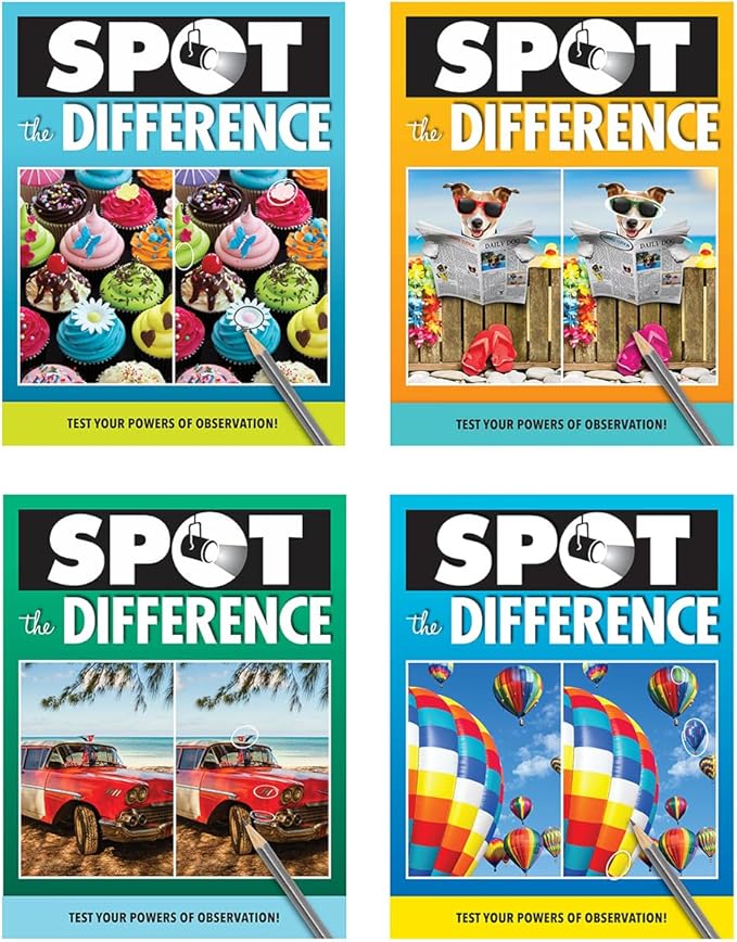 Amazon.com: Spot The Difference Picture Books, Pack of 4 for Adults and ...