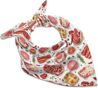 Amazon.com: DXITROMI Silk Bandanas for Men Women - Grilled Meat Food ...