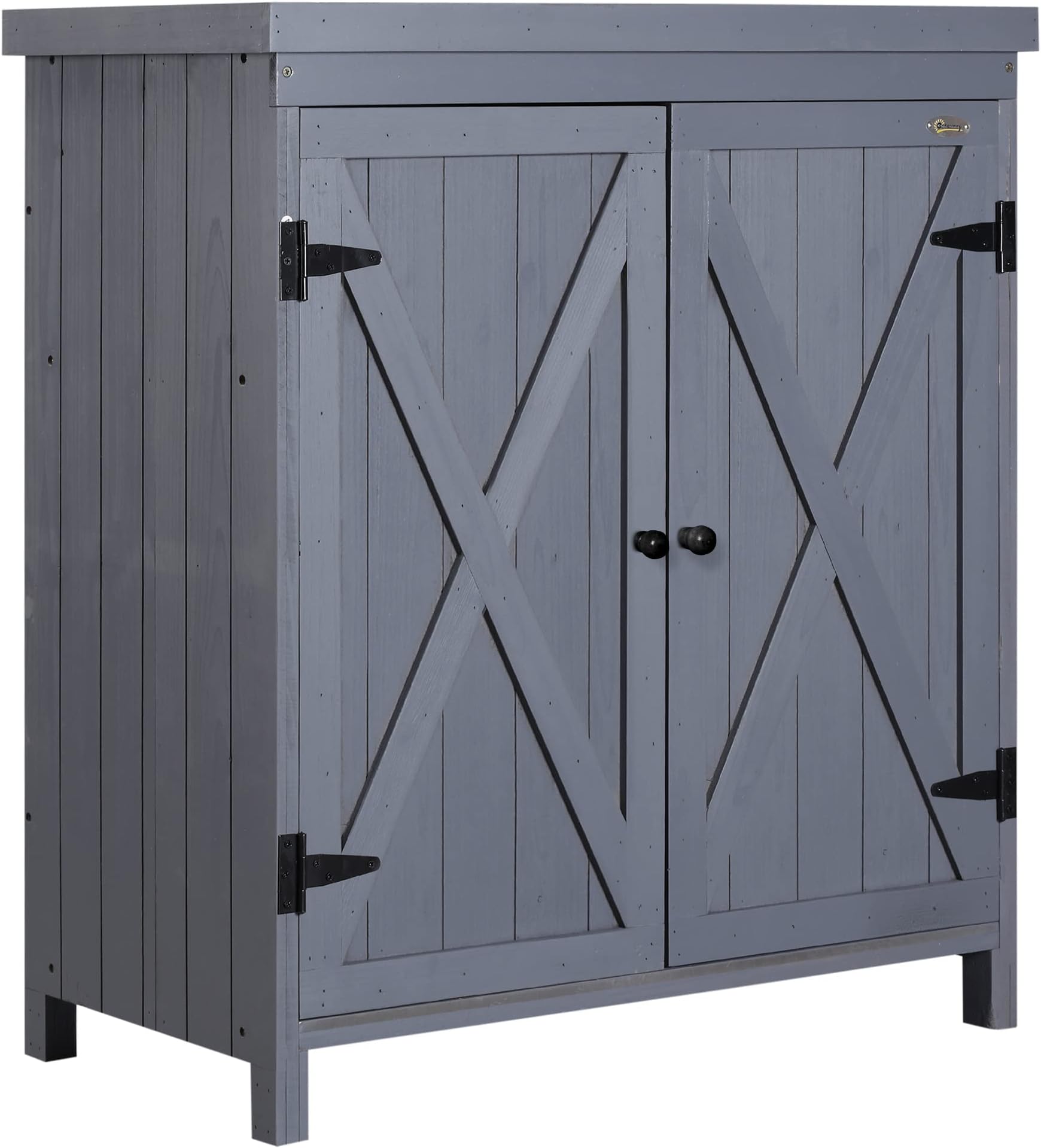 Outsunny Wooden Garden Storage Cabinet, Outdoor Potting Bench with ...