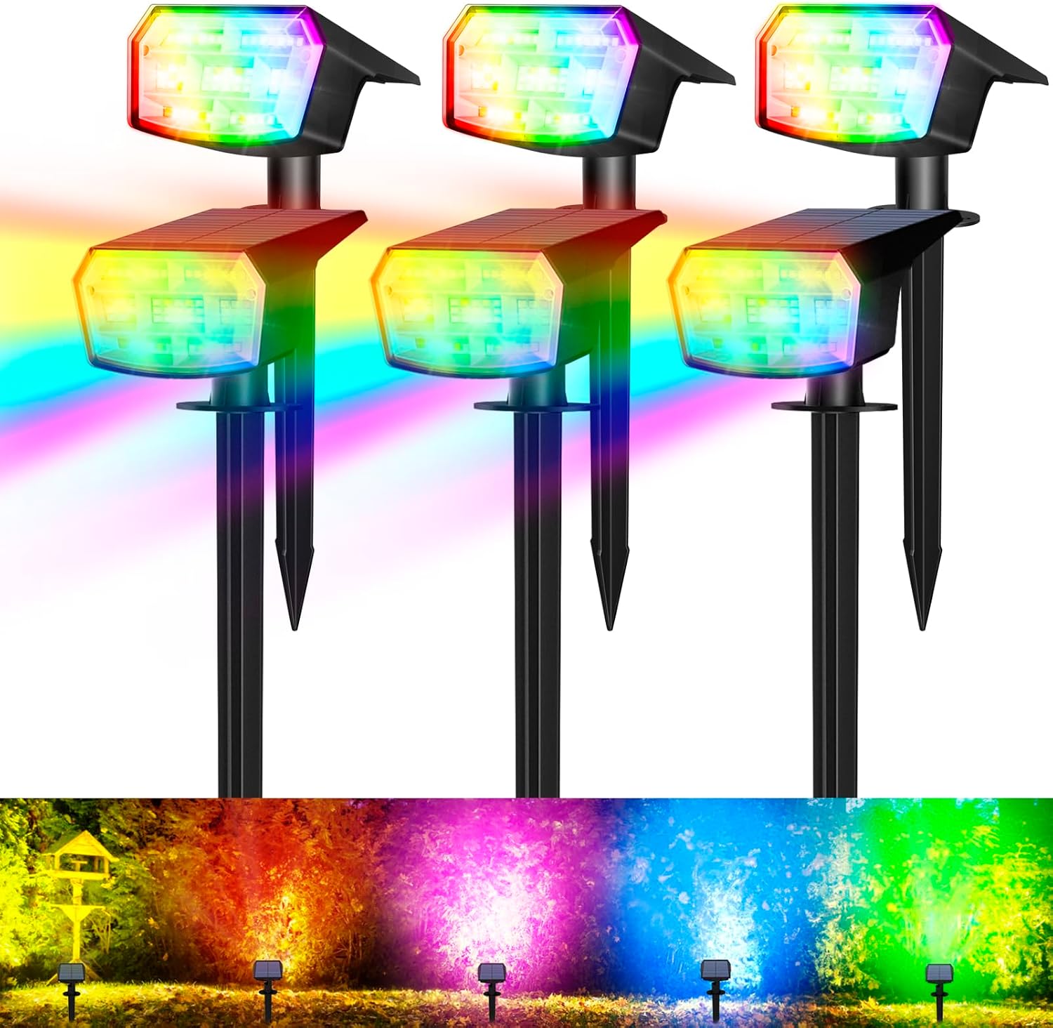 Solar Color Changing Lights Outdoor, 59LED RGB Solar Lights Outdoor ...