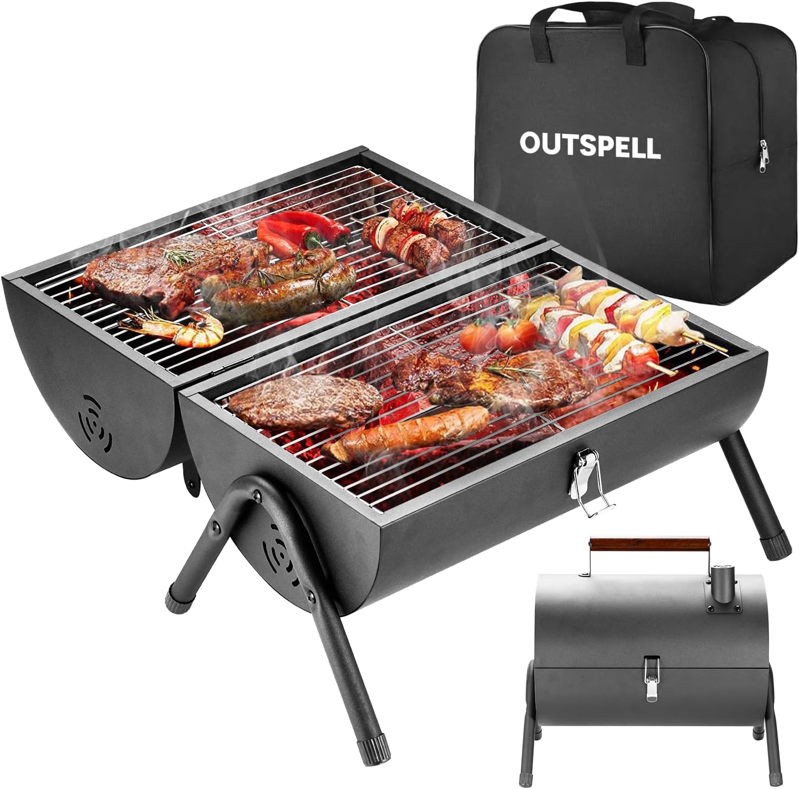 Amazon.com: Portable Charcoal Grill Outdoor Stove: BBQ Easy to take Two Side Carbon Griller ...