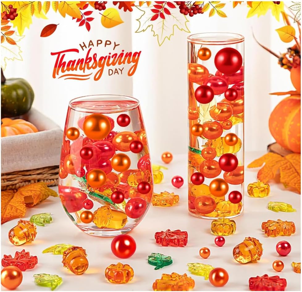 Amazon.com: 120Pcs Thanksgiving Vase Filler Fall Faux Pearls for Vase ...