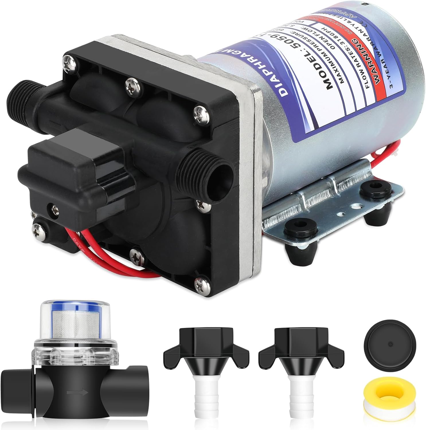5059-1310-D011 5.3 GPM Automatic Demand 12VDC Diaphragm Pump with 60 ...