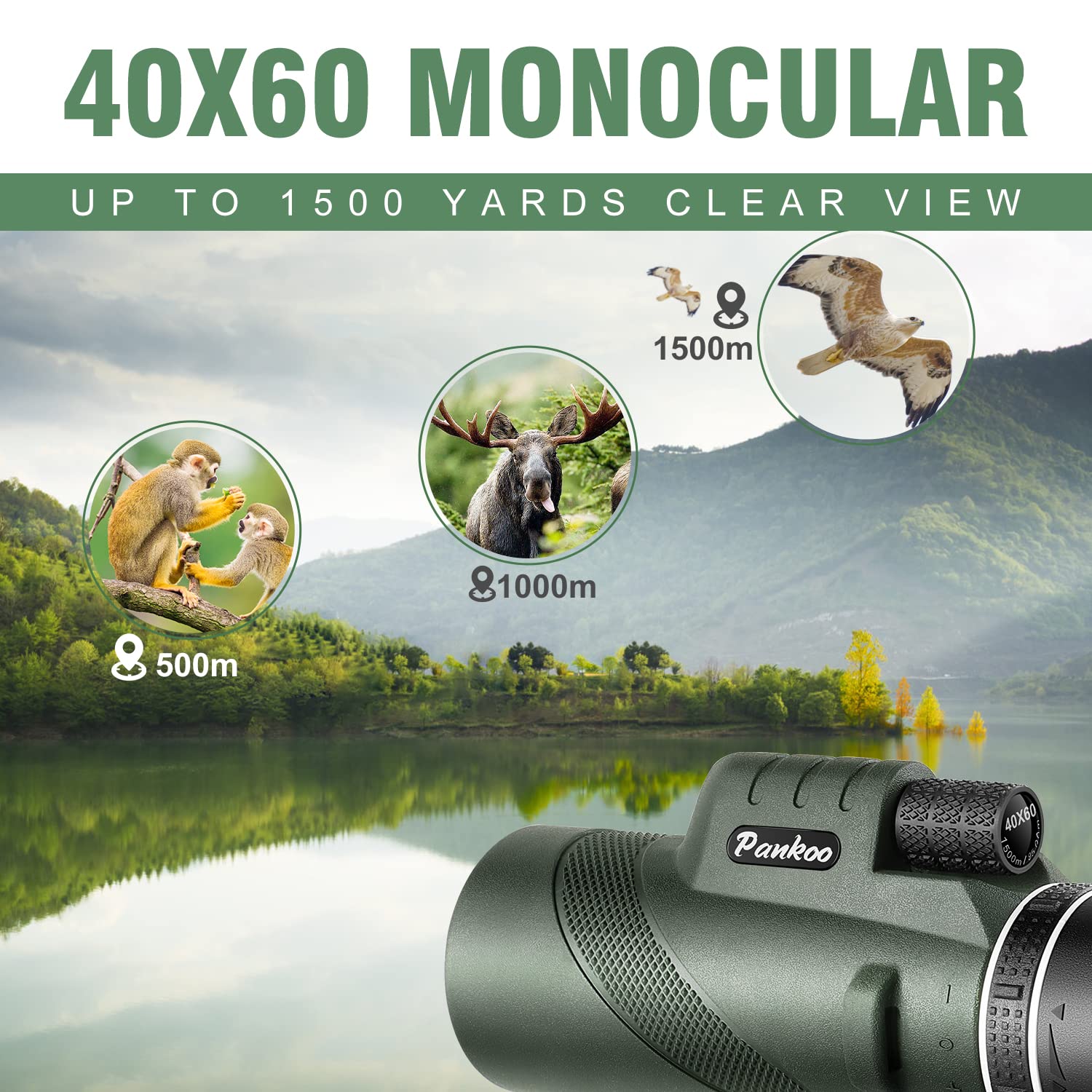 Pankoo 40X60 High Power Monocular Telescope with Smartphone Holder ...