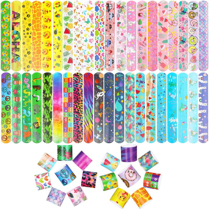 40 PCs Slap Bracelets,Joogee Slap Wrist Bands with Designs Pattern ...