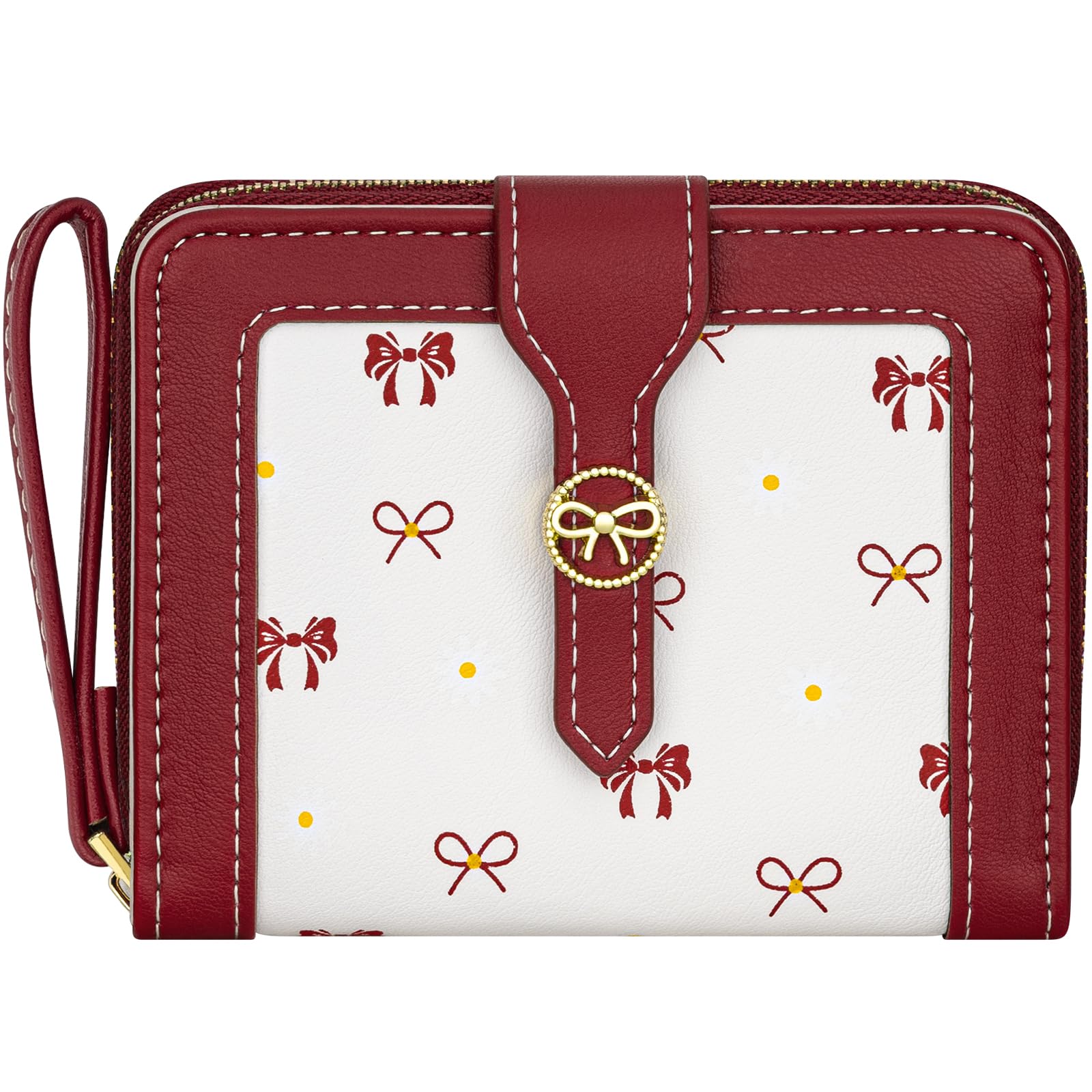 Amazon.com: BIAOTIE Bow Women's Wallet Cute Bifold Zipper Around Wallet ...