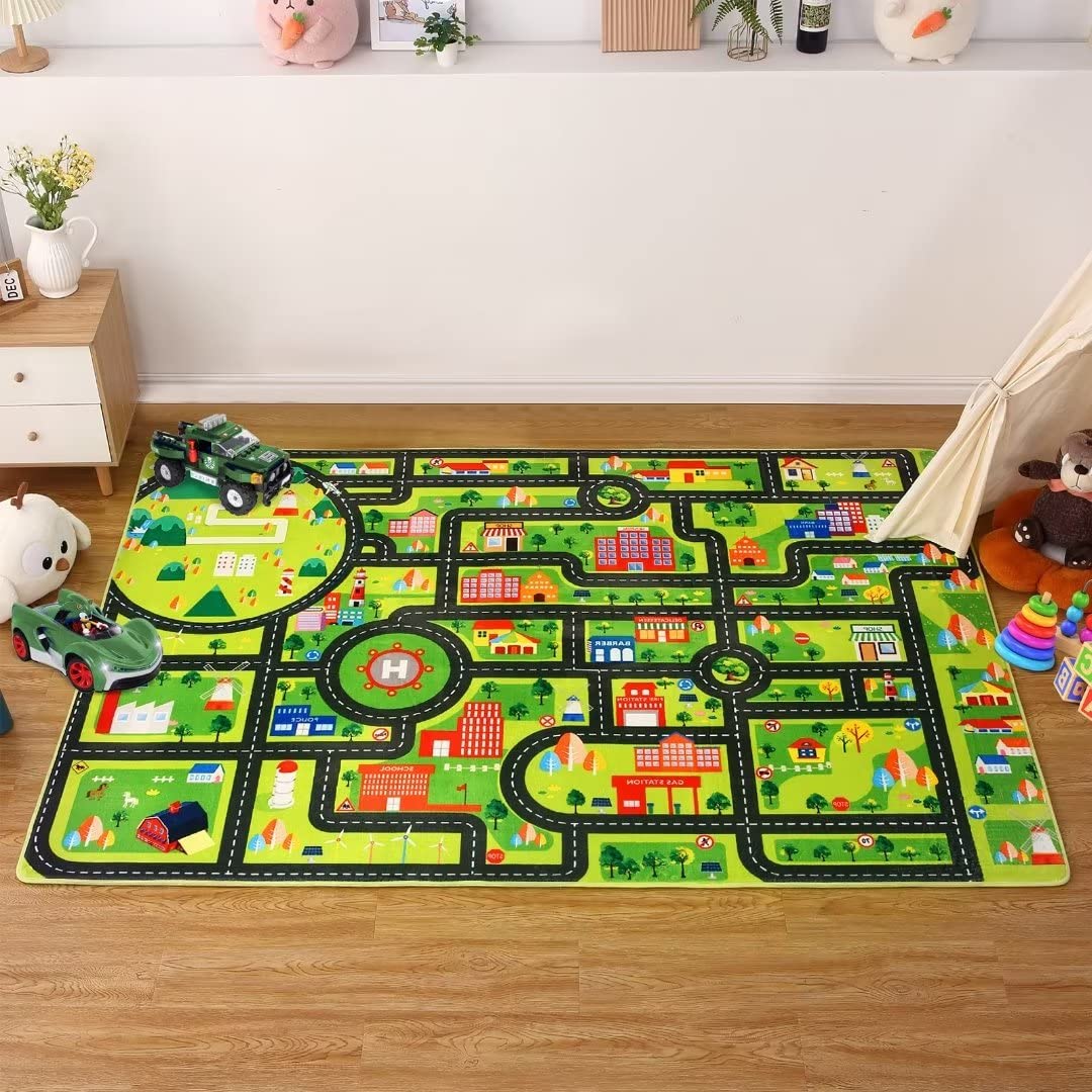 Amazon.com: Zacoo Large Kids Playmat Rug for Playroom 8' x 10 ' Black ...