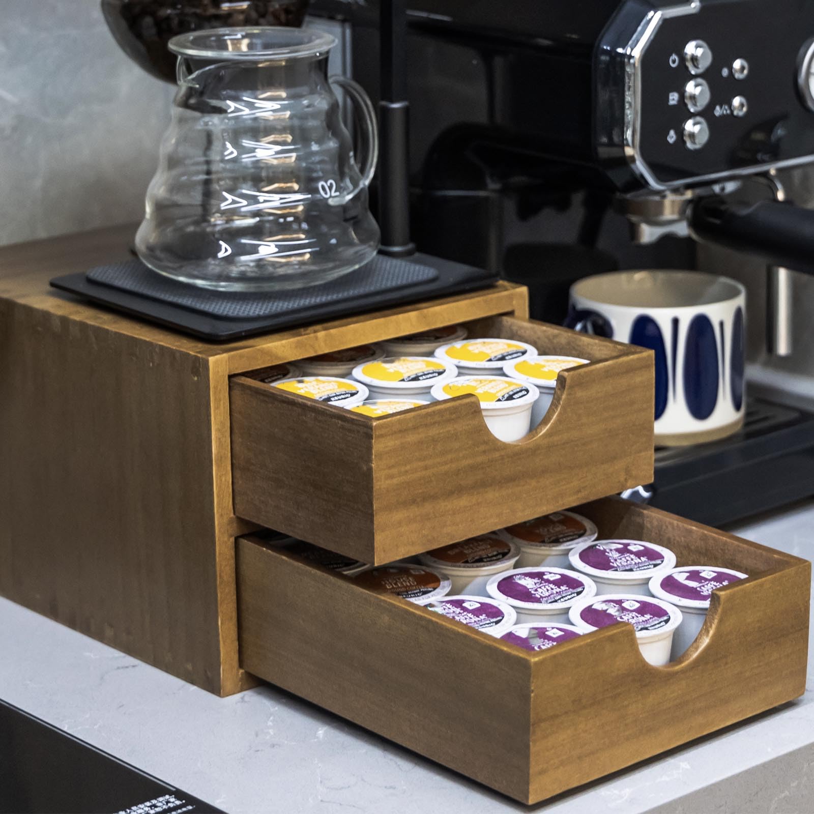 Amazon.com: Wooden K cup Drawer Organizer, Kcup Holders for Counter ...