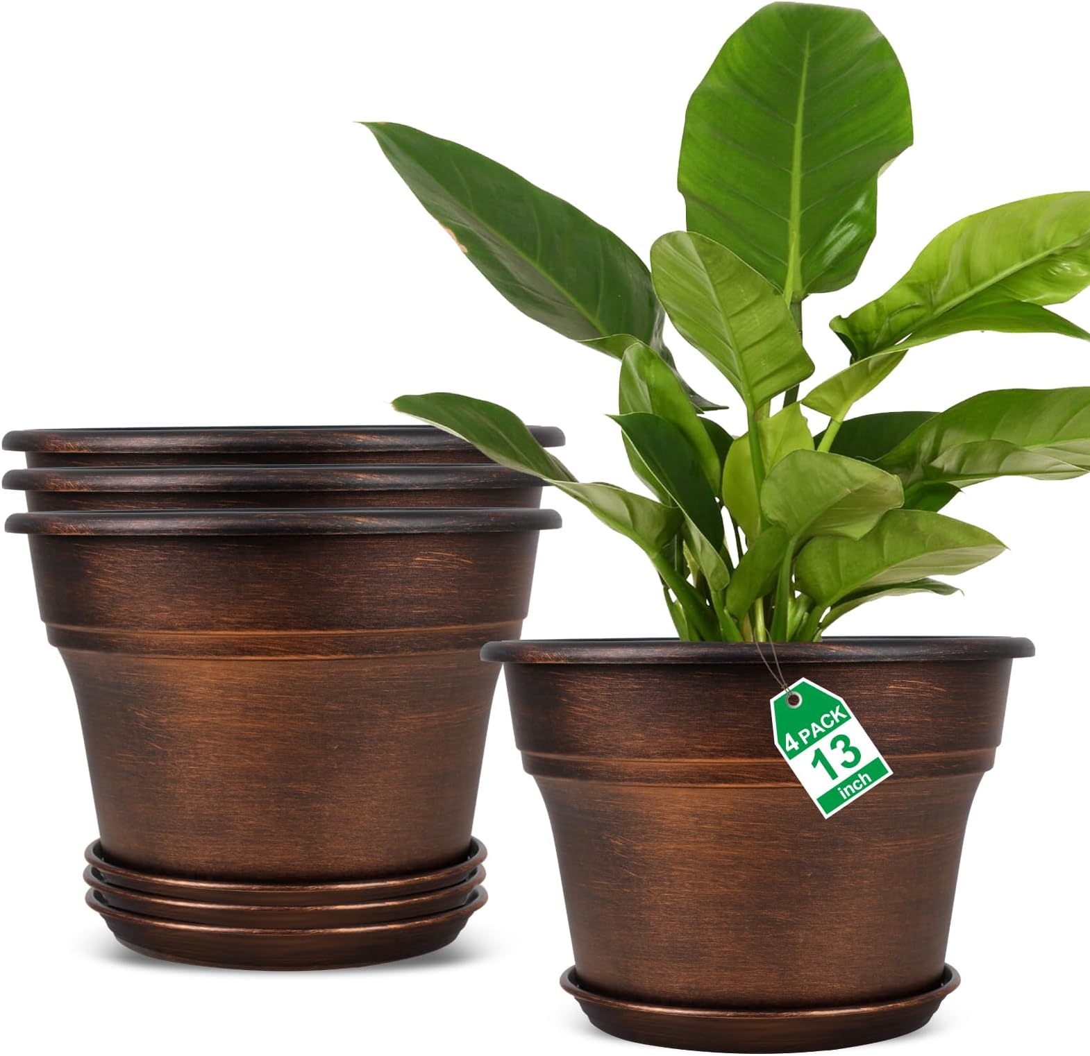 Amazon.com: Tcevily 12 Pack 12 Inch Plastic Plant Pots with Saucers ...