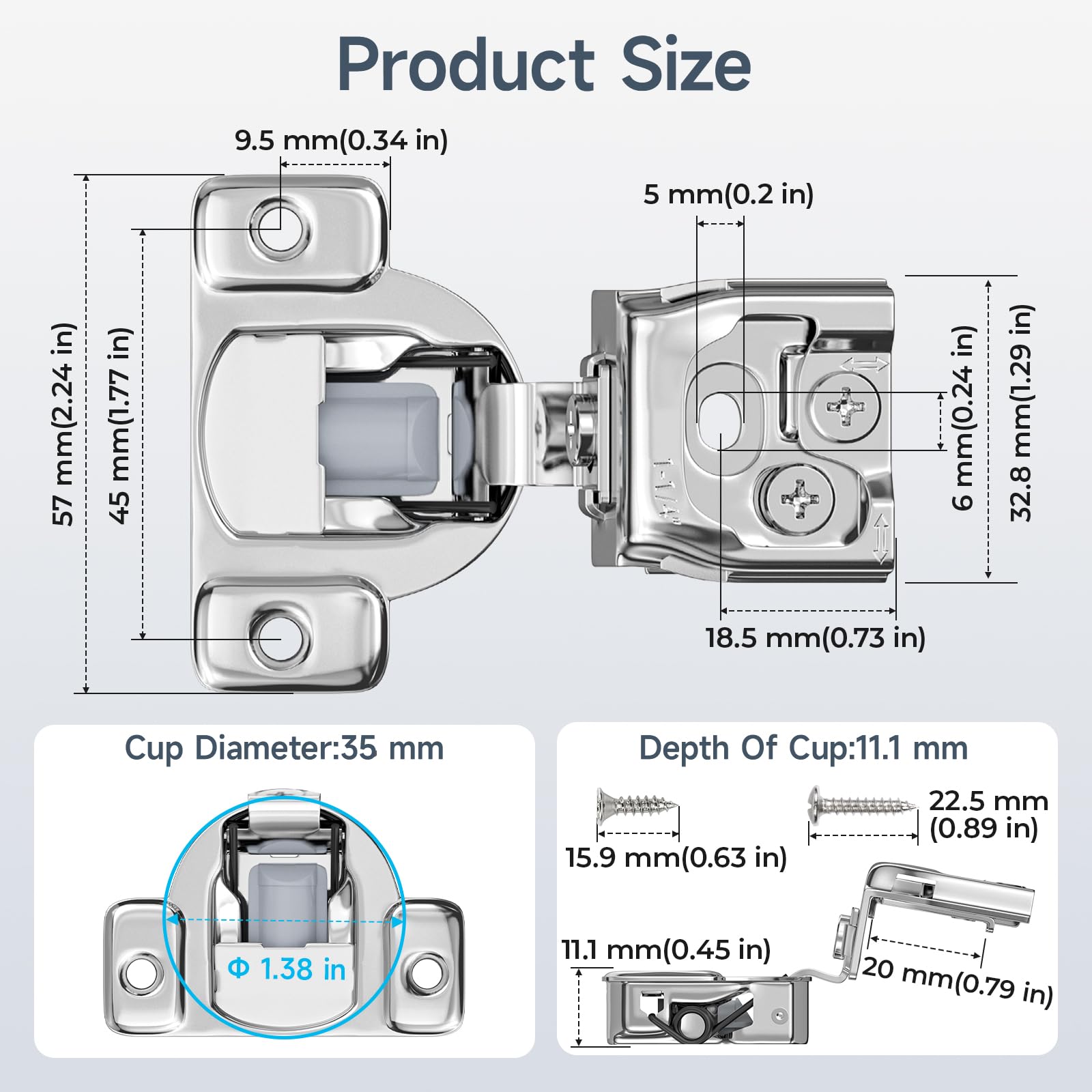 Snapklik.com : 20 Pack Soft Close Cabinet Hinges, 1-1/4" Overlay Soft ...