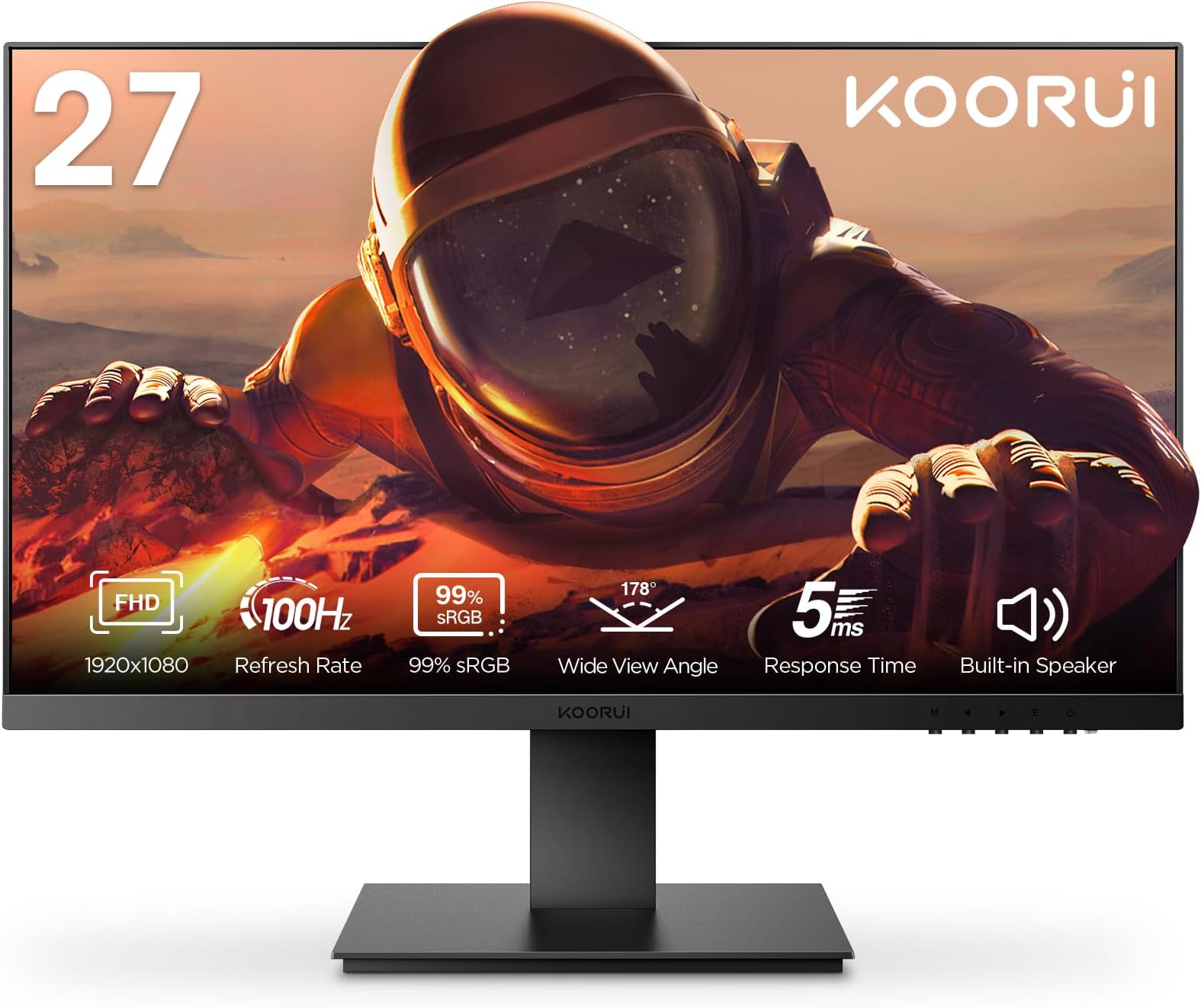 KOORUI 27 Inch FHD Monitor, Computer Monitor(1080P, 100HZ, HDMI+VGA, 99 ...