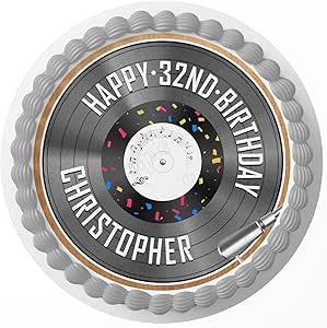 Amazon.com: Cakecery Vinyl Record Turntable Cake Topper, Black, 7.5 ...