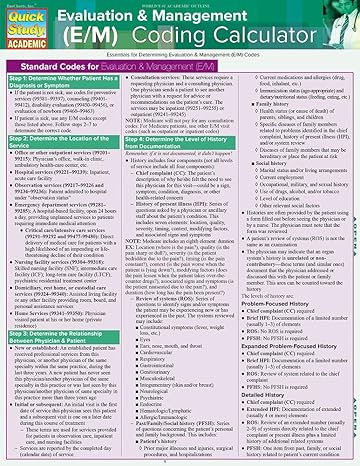 Evaluation & Management (E/M) Coding Calculator QuickStudy Laminated ...