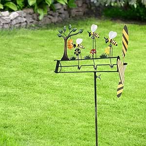 Amazon.com: Bee Wind Spinner,Metal Bee Windmill Outdoor Decor,Little ...