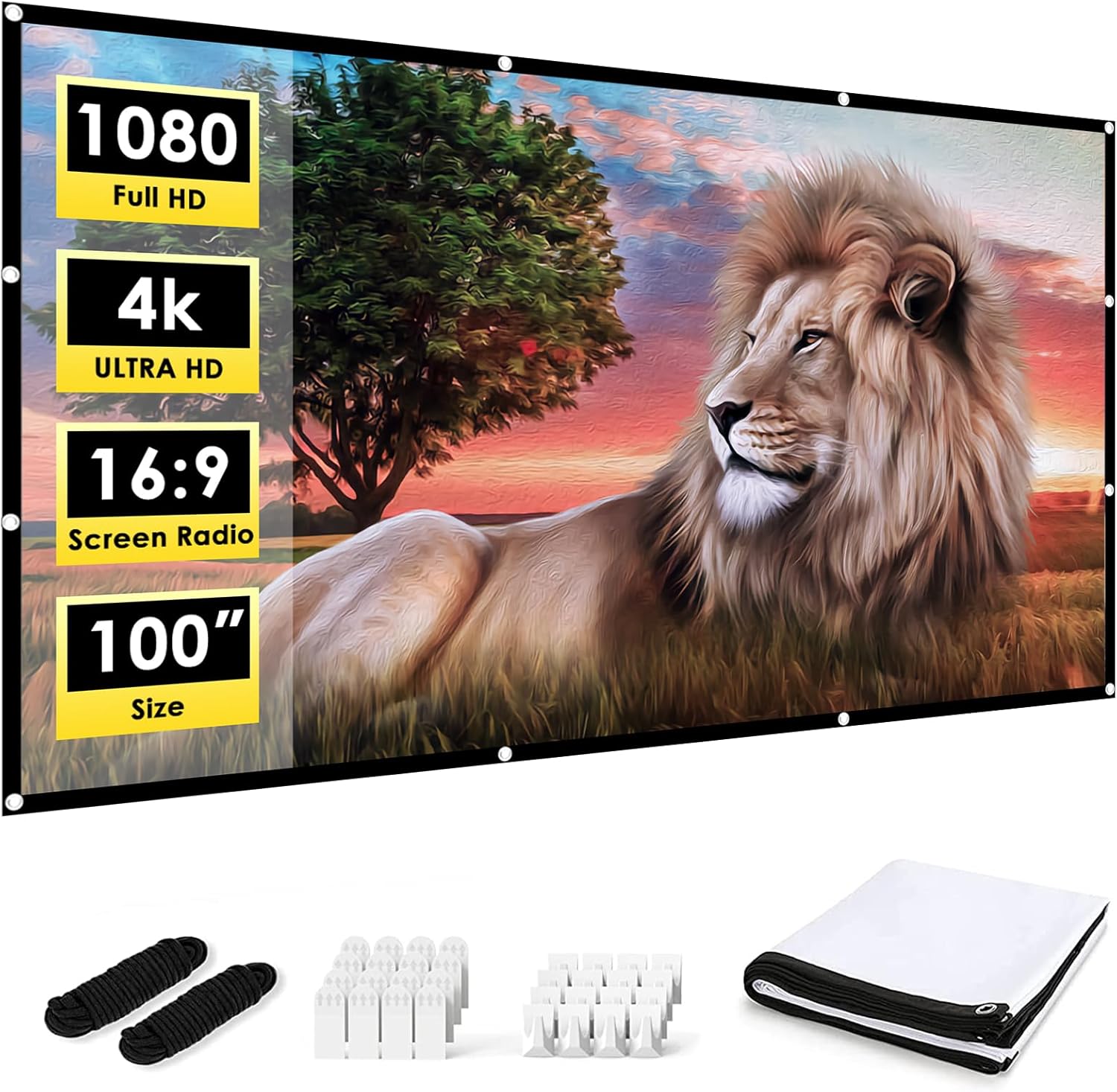 Amazon.com: Projector Screen 100 inch, Outdoor Projection Screen ...